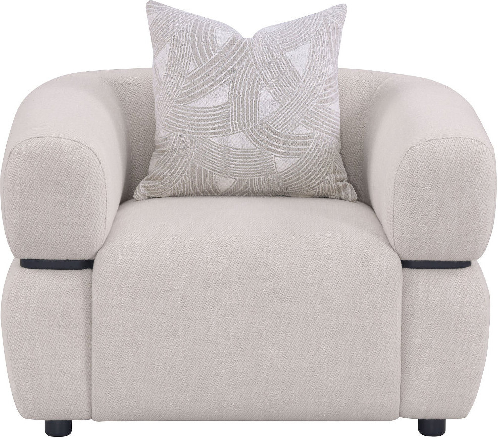 Jeanette Fabric Upholstered Round Arm Accent Chair In Beige by Coaster ...