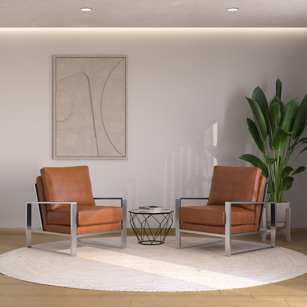 Jefferson Leather Armchair And Octagon Coffee Table In Cognac Tan by ...