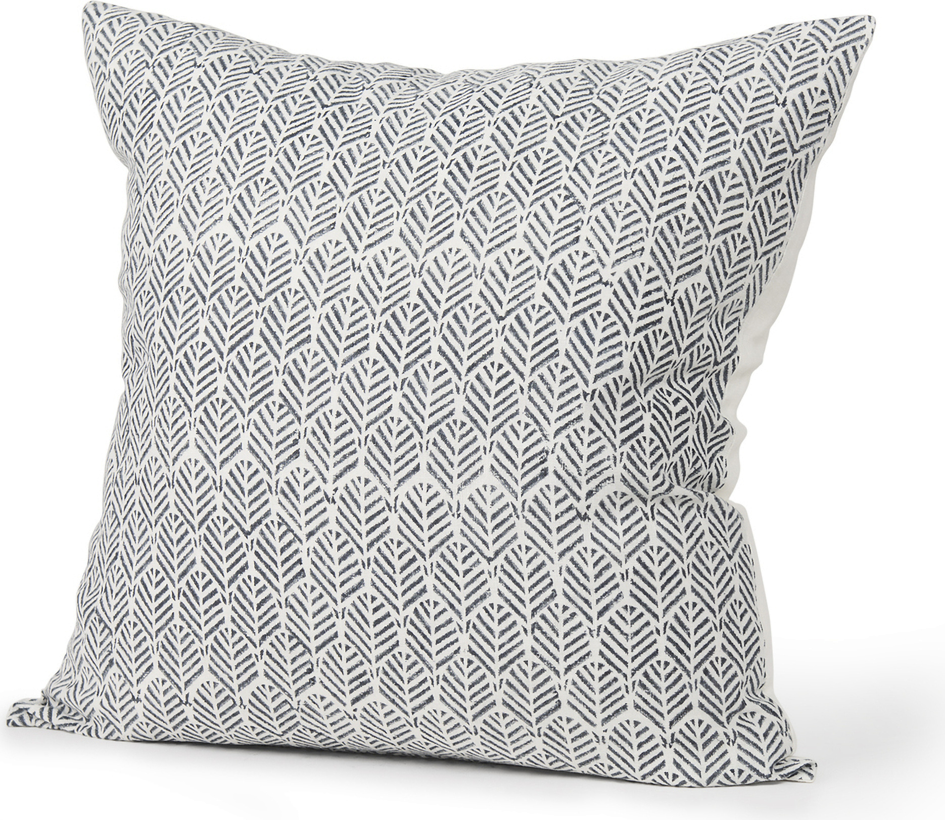 Jennelle Indigo Print Linen Square Decorative Pillow Cover In Cream by ...