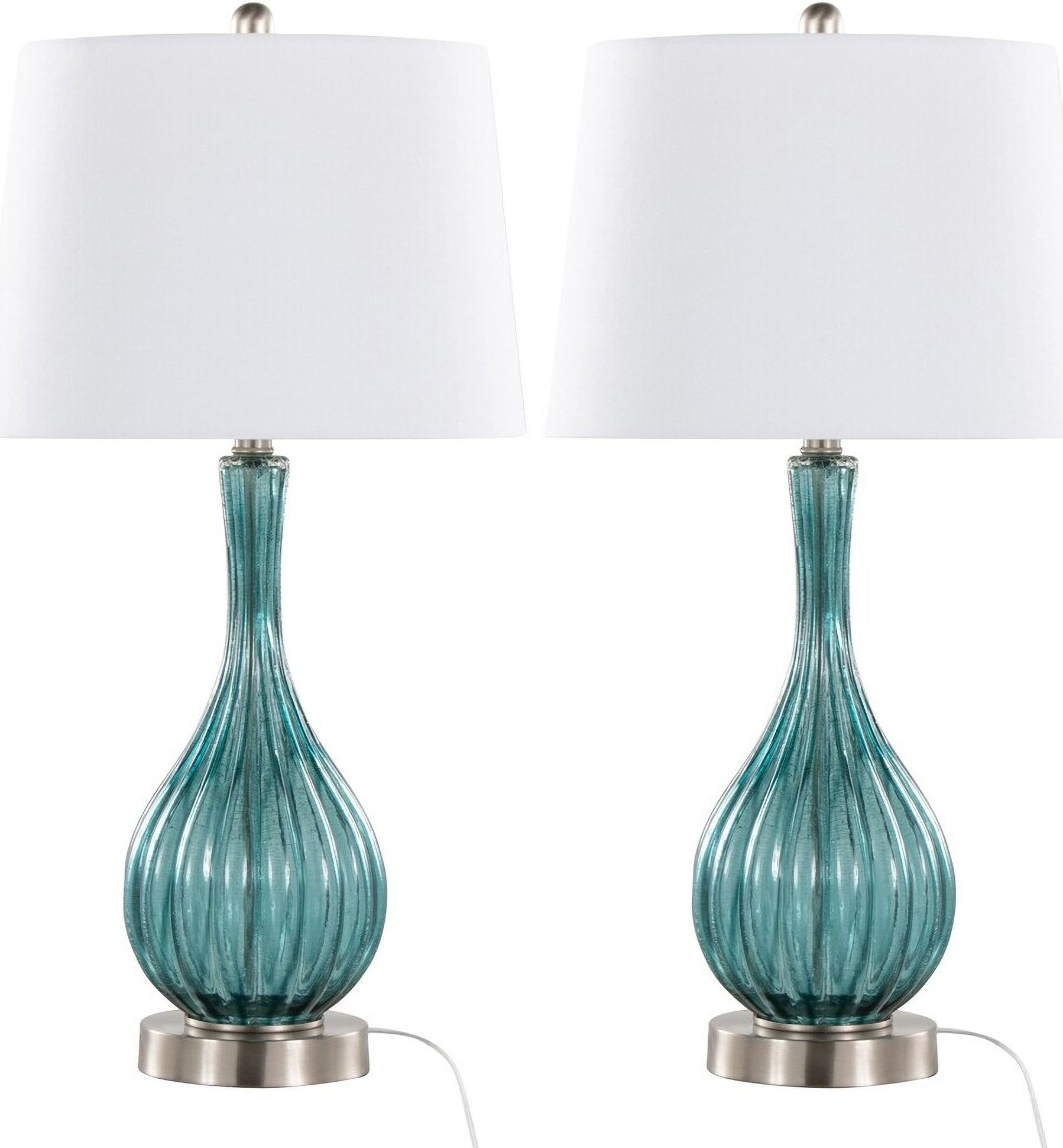 Jenny 27.25 Inch Glass Table Lamp Set of 2 In White and Blue by ...