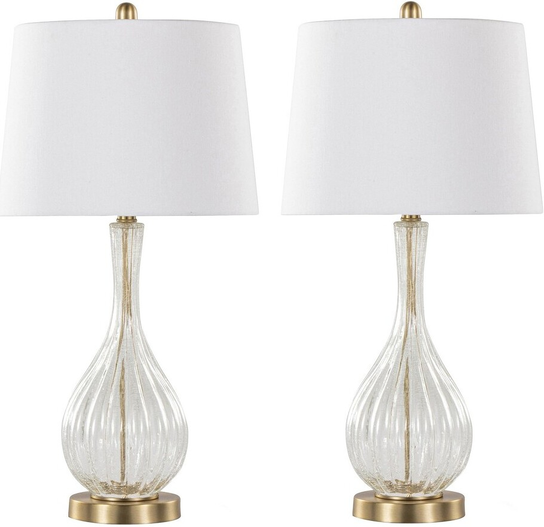 Jenny 27.25 Inch Glass Table Lamp Set of 2 In White and Gold by ...