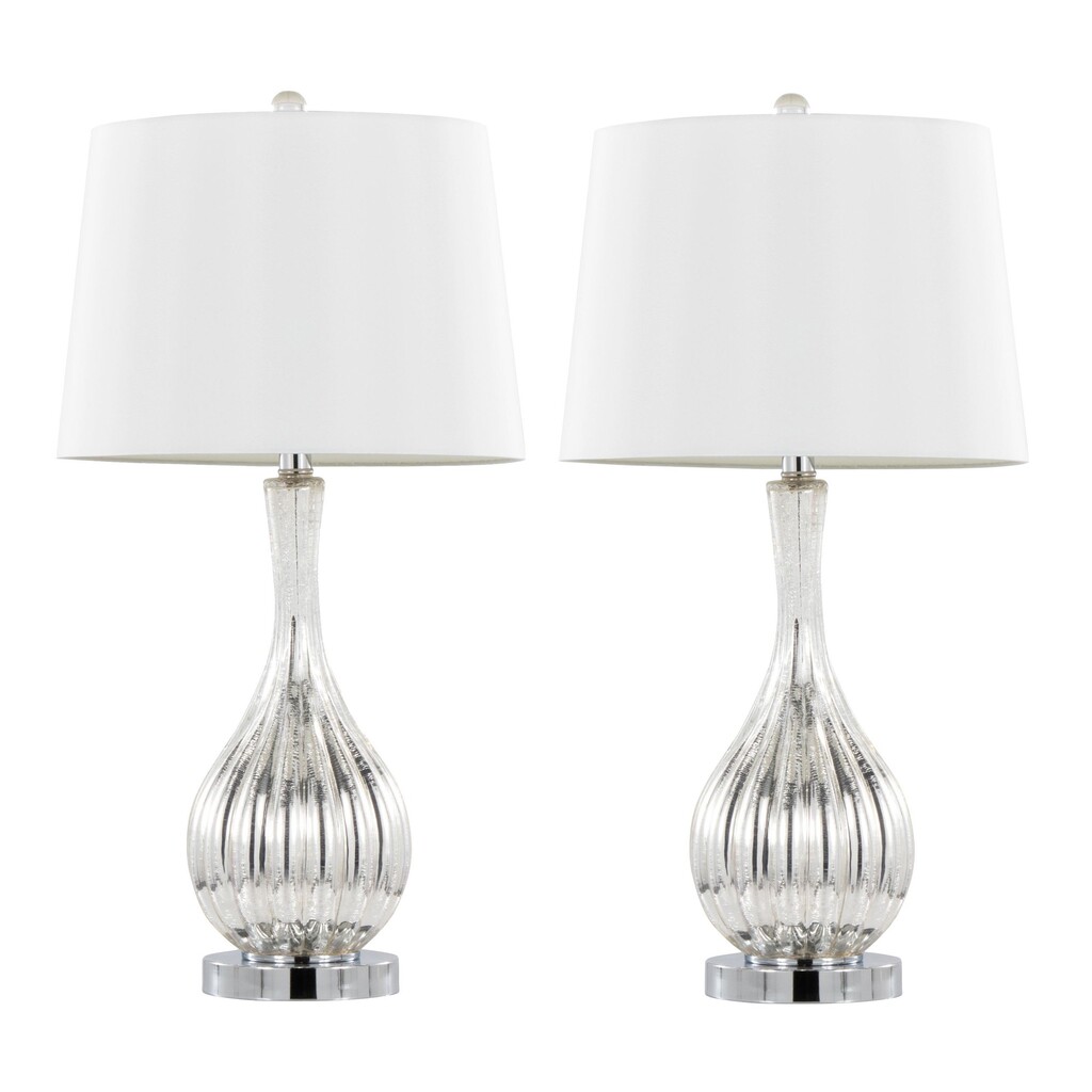 Jenny 27 Inch Glass Table Lamp Set of 2 In Silver Crackle and White by ...