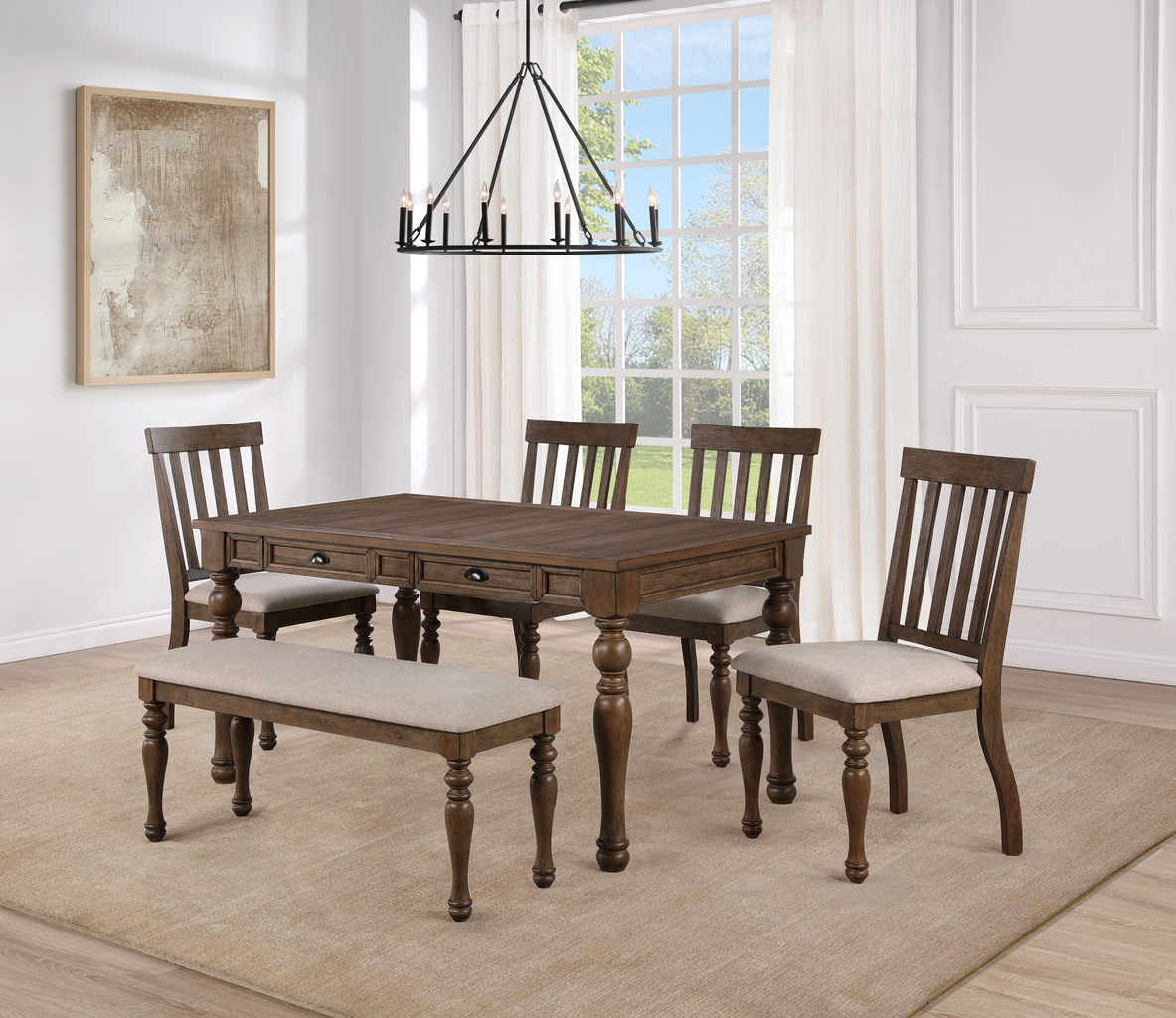 Joanna Rectangular Dining Set In Brown by Steve Silver | 1StopBedrooms