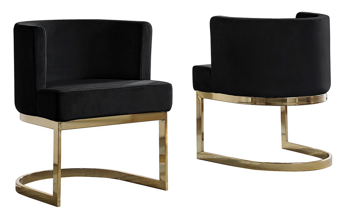 Joe Accent Chair In Black Velvet and Gold Chrome Base by Best Quality ...