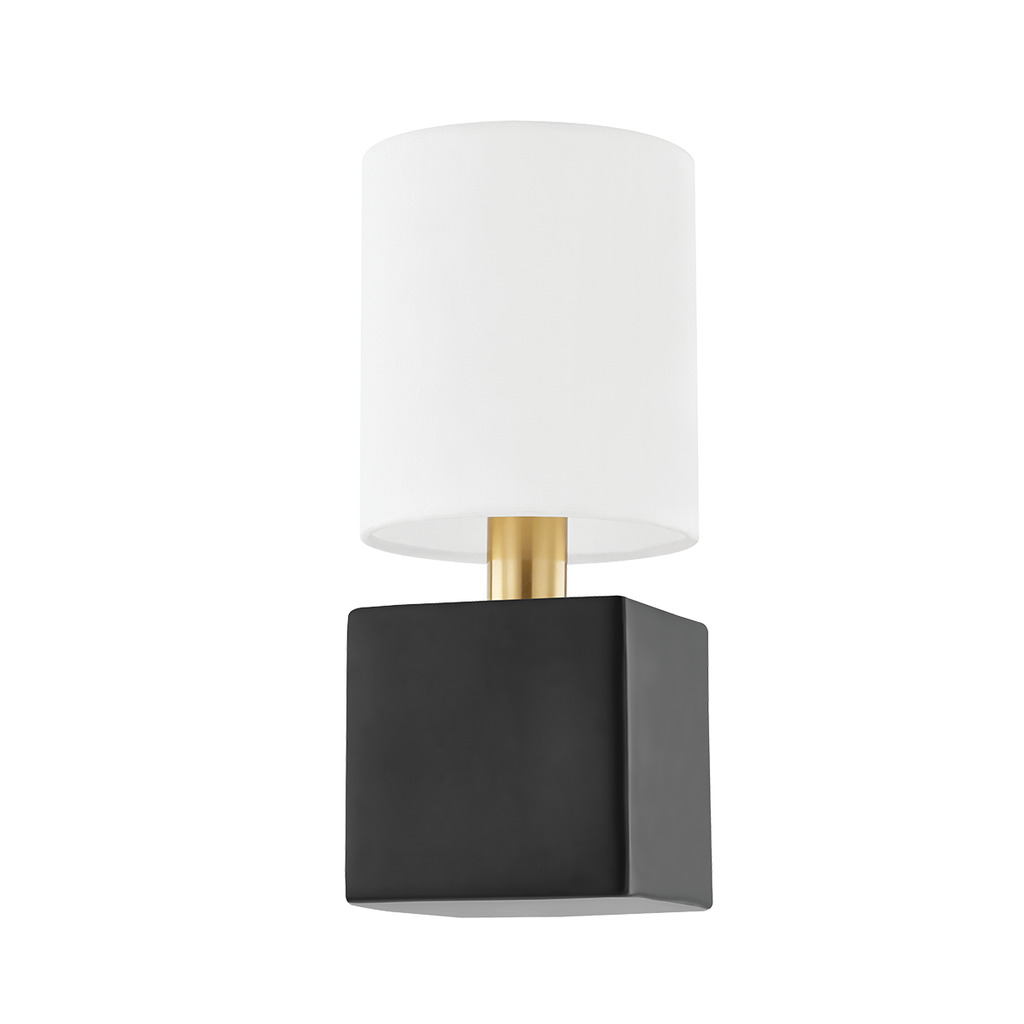 Joey Wall Sconce In Aged Brass and Ceramic Satin Black by Mitzi ...