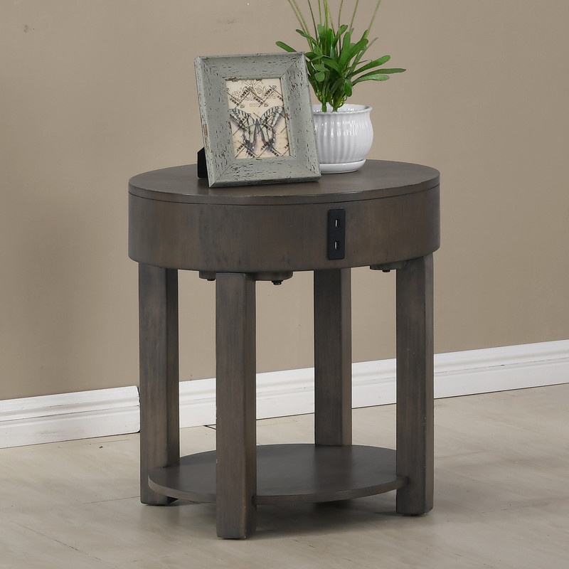 Jonah Light Brown Mdf End Table With Usb Ports by Lilola Home ...