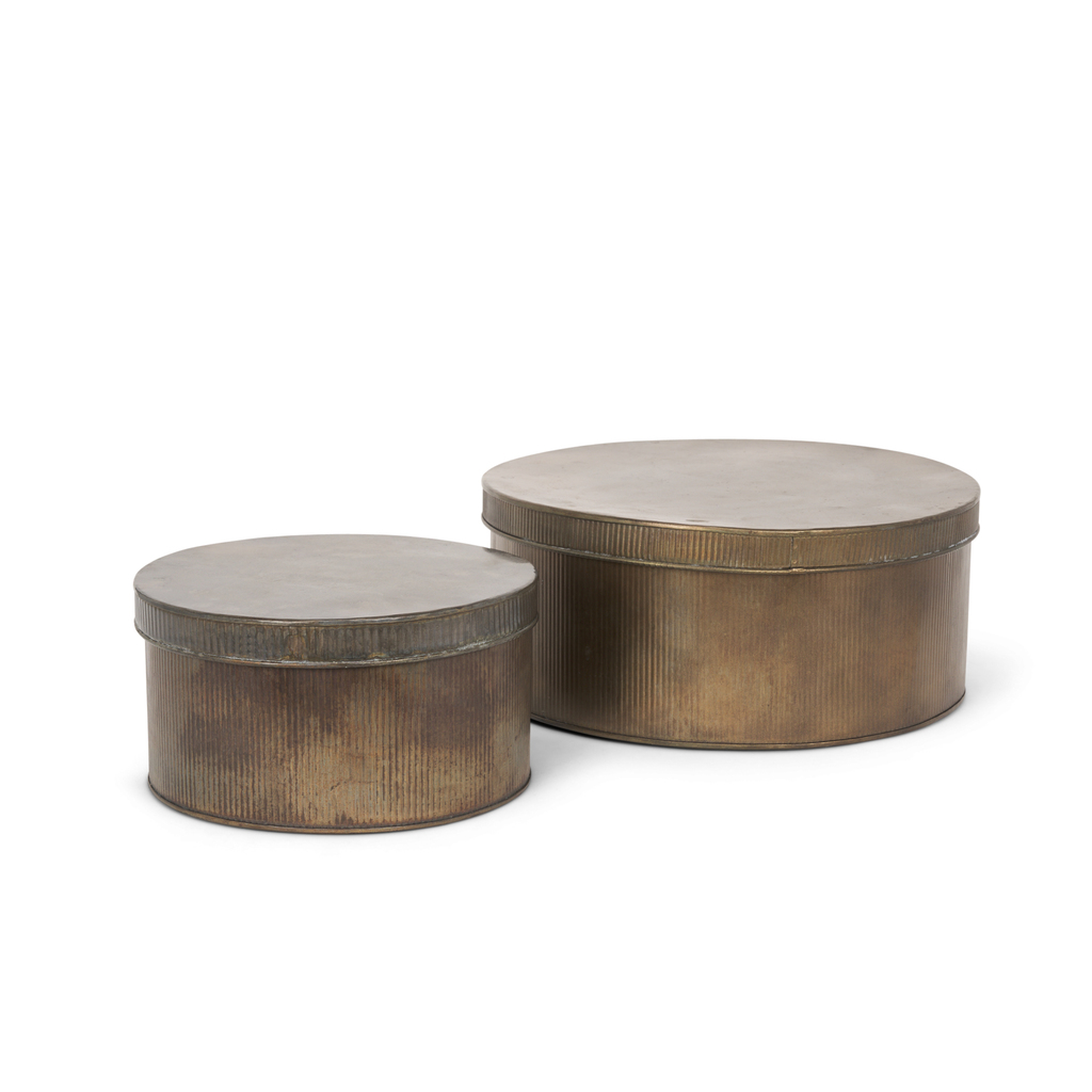 Josephine Round Metal Box Set of 2 In Antique Gold by Mercana ...