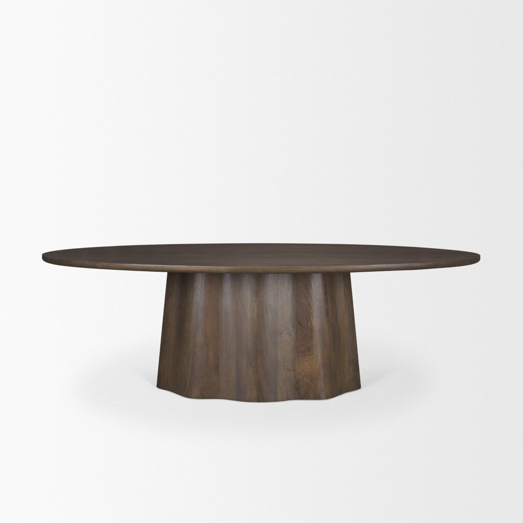 Jovani 94 Inch Solid Mango Wood Oval Dining Table In Dark Brown by ...