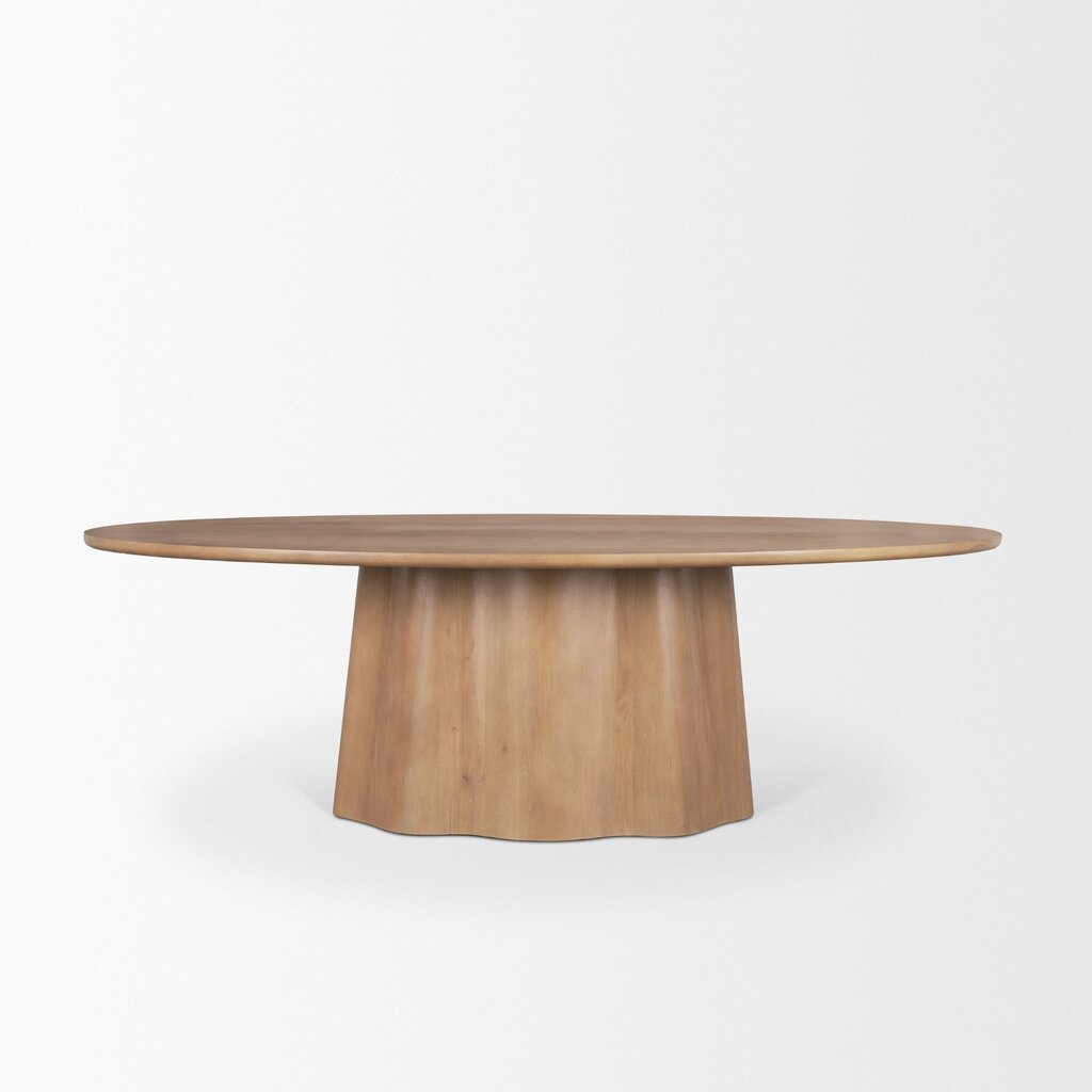 Jovani 94 Inch Solid Mango Wood Oval Dining Table In Light Brown by ...