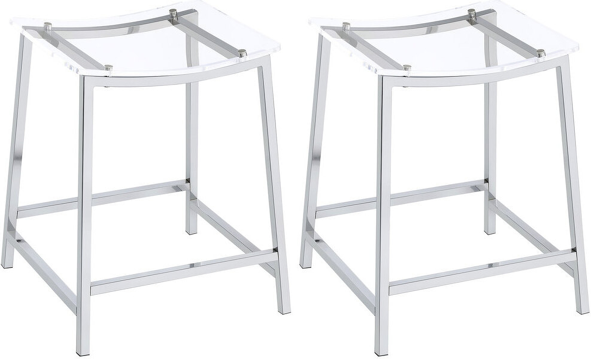 Jovani Acrylic Backless Counter Height Bar Stools Clear and Chrome Set ...