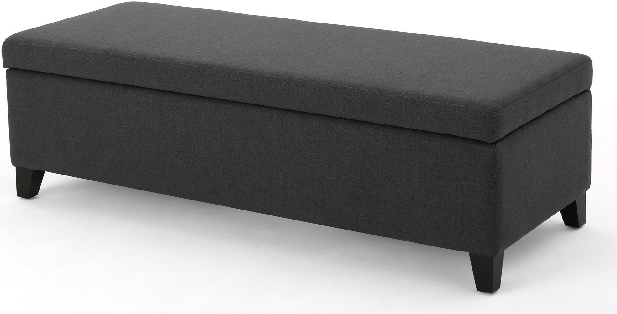 Jubilee Fabric Upholstered Storage Bench with Birch Wood Legs In Dark ...