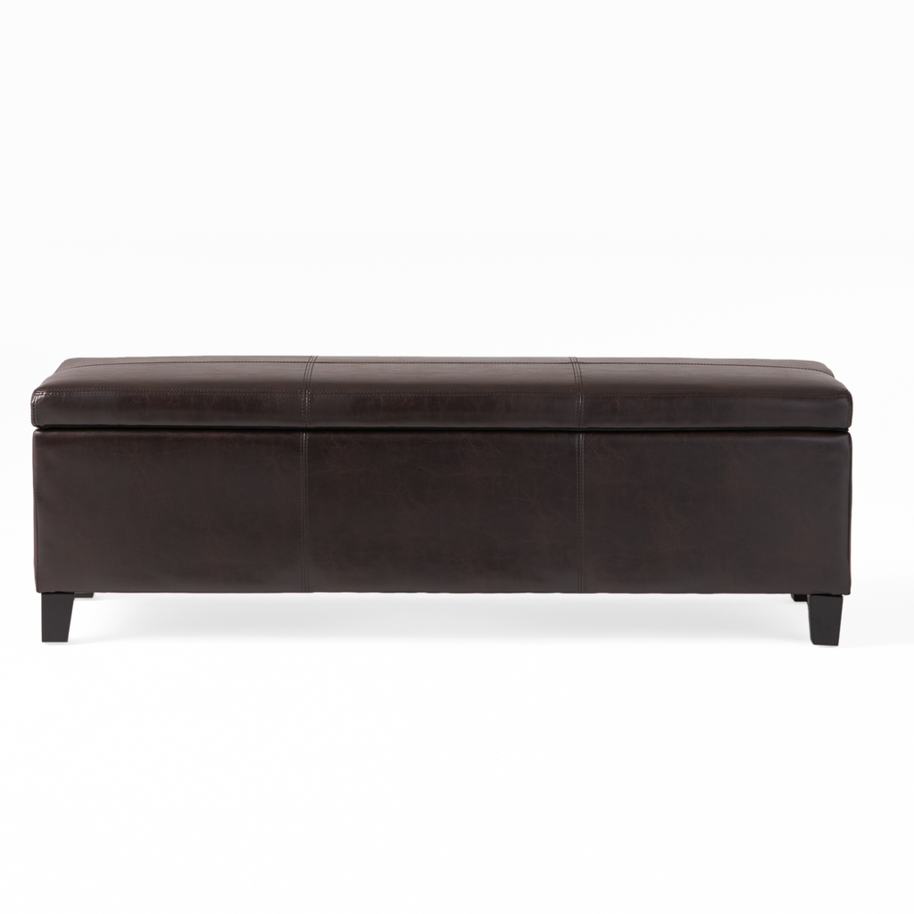 Jubilee PU Leather Upholstered Storage Bench with Birch Wood Legs In ...