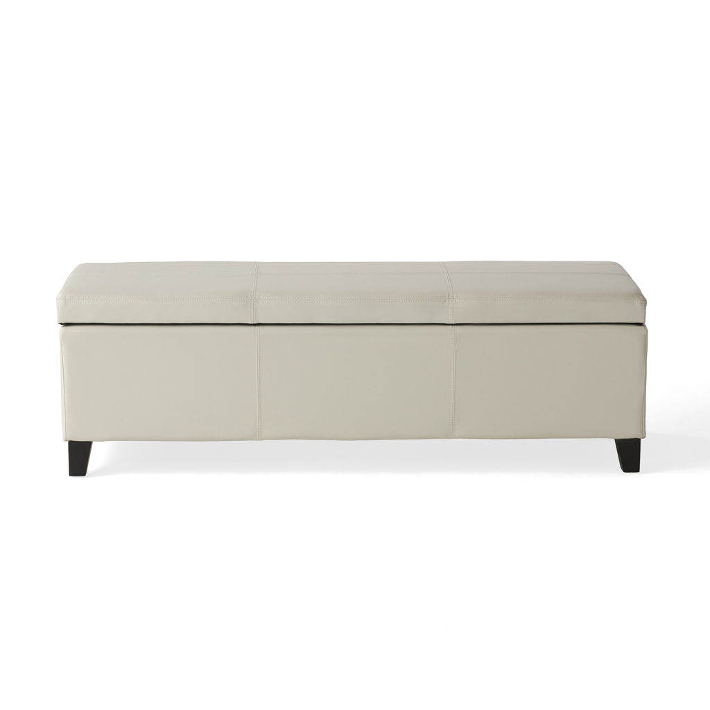 Jubilee PU Leather Upholstered Storage Bench with Birch Wood Legs In ...