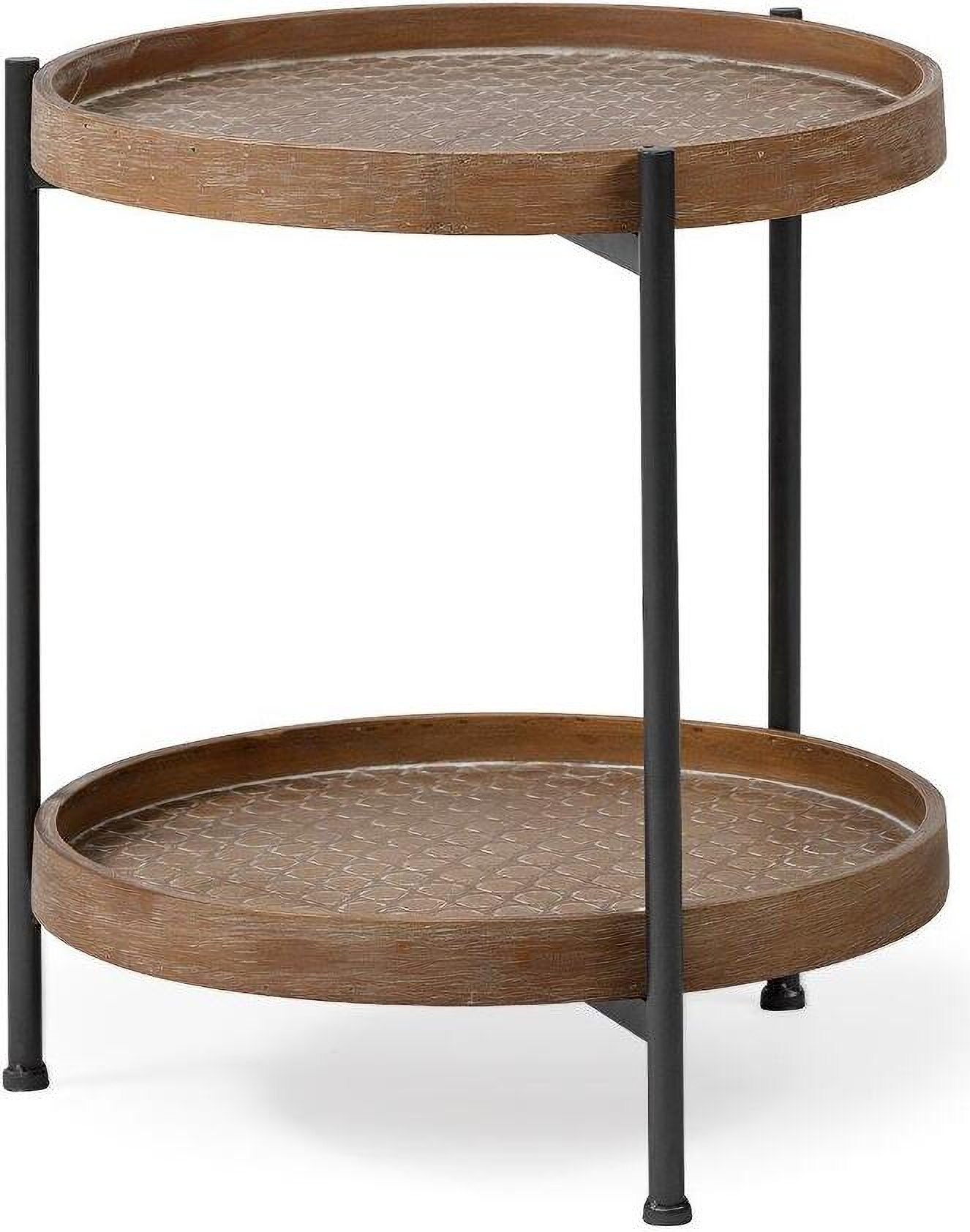 Kade Iii 16.9 Inch Round Top Natural Brown Wood And Gray Metal Frame ...