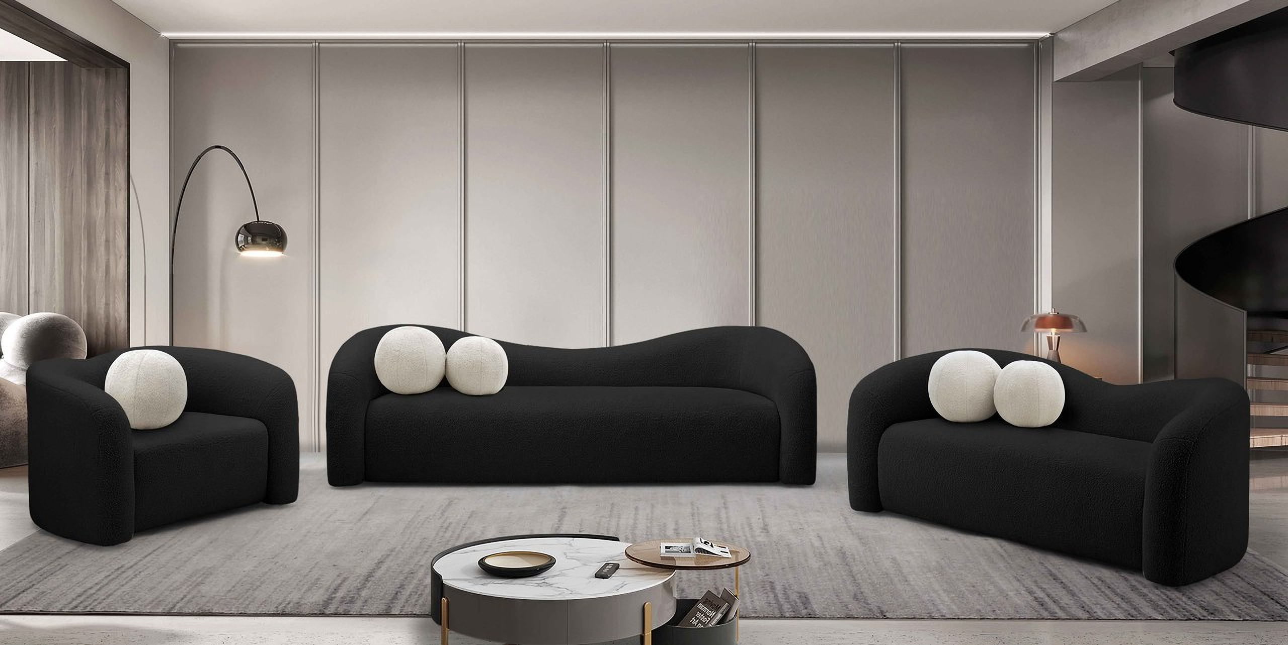 Kali Living Room Set In Black by Meridian | 1StopBedrooms