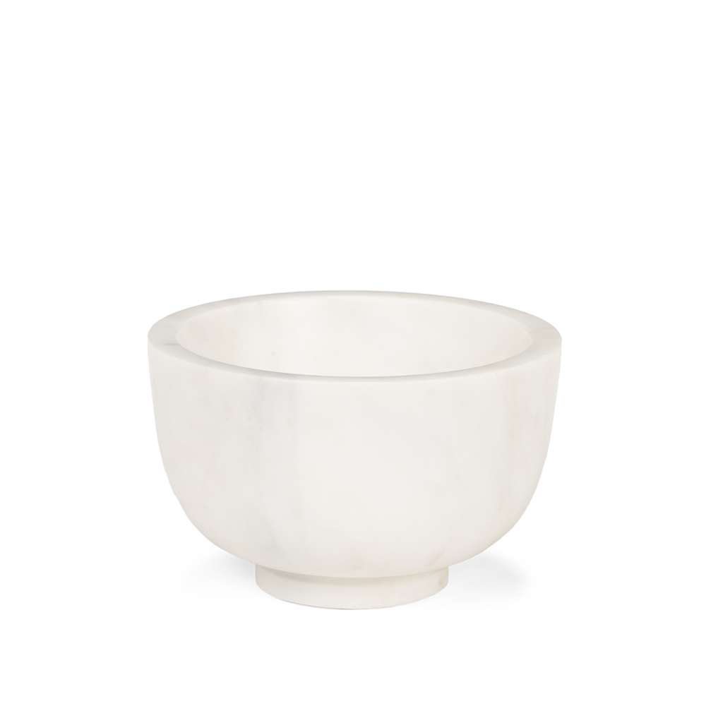 Katora Small Premium Solid Marble Bowl In White by Mercana | 1StopBedrooms