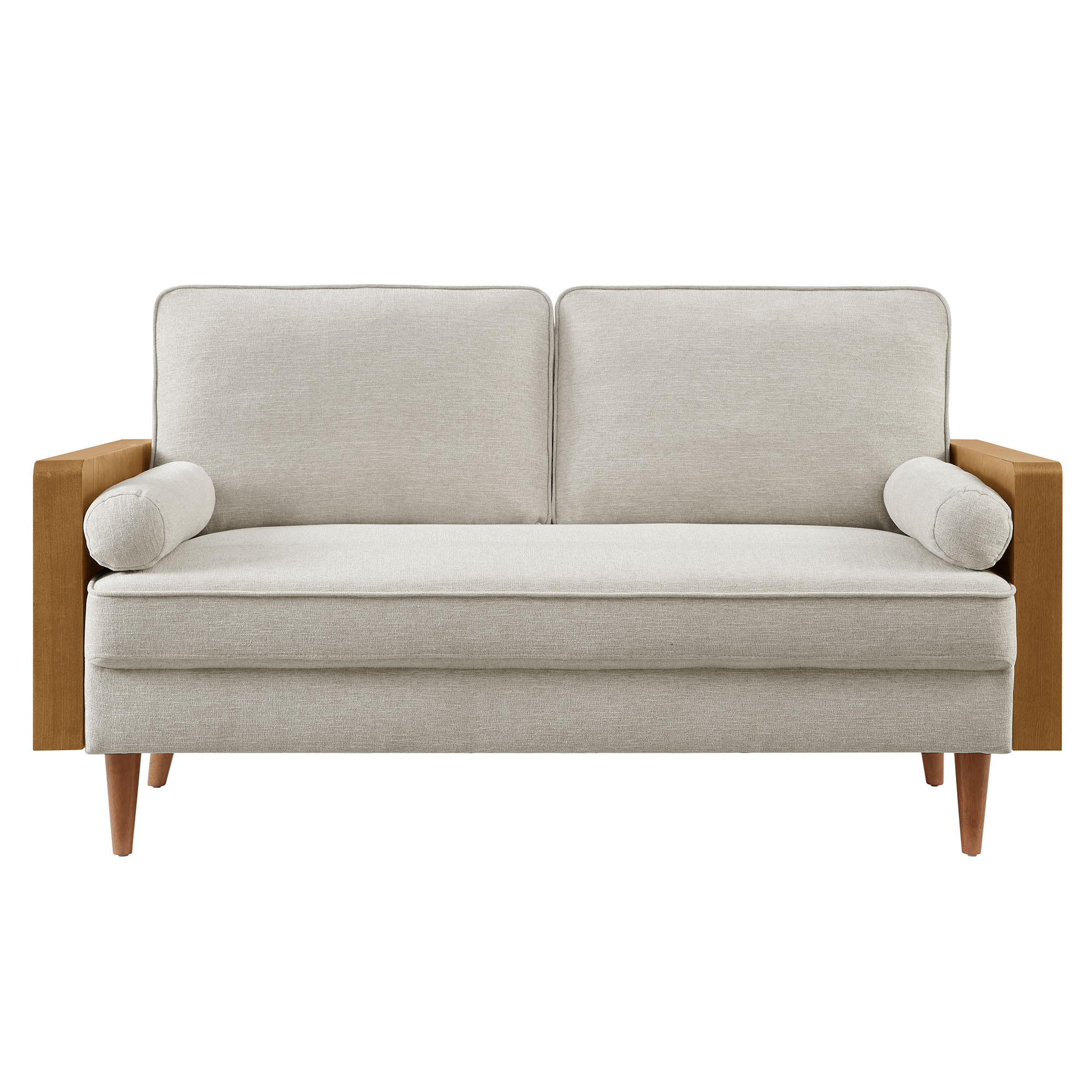 Kellan Heathered Weave Fabric Loveseat In Walnut and Heathered Weave ...