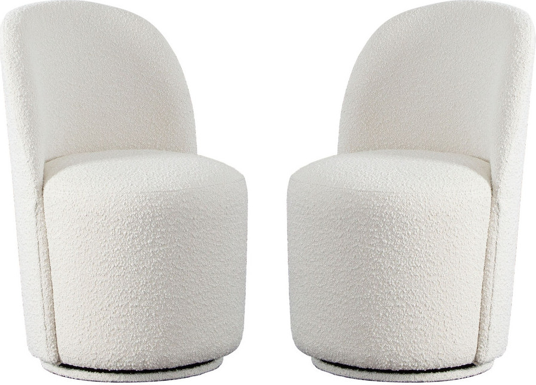 Diamond Sofa Kendall Dining Swivel Chair in Ivory Boucle Fabric