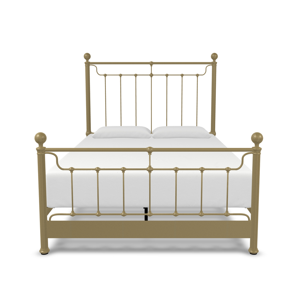 Kenna Queen Complete Bed with Metal Profile and Platform In Milky Gold ...