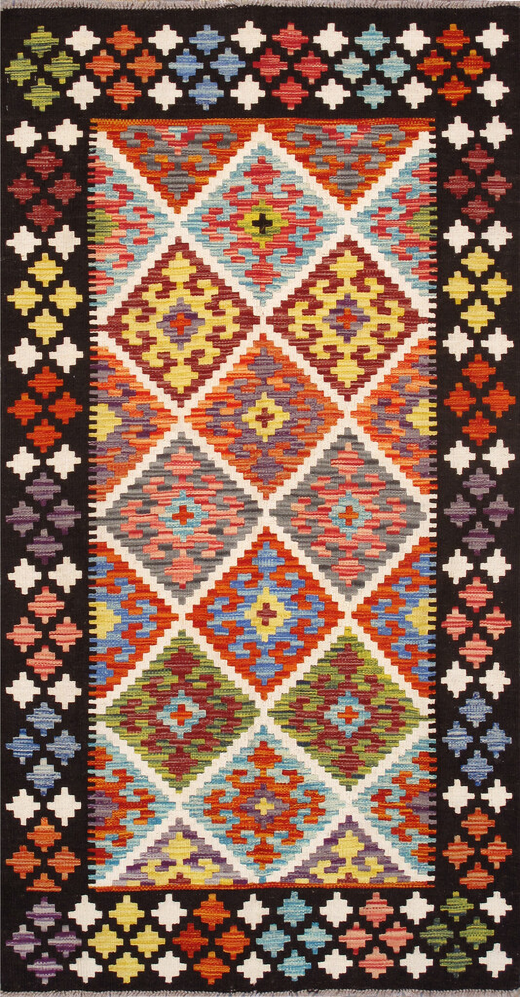 Kilim Collection Reversible Wool Area Rug- 3'5" x 6'6" In Multi by ...