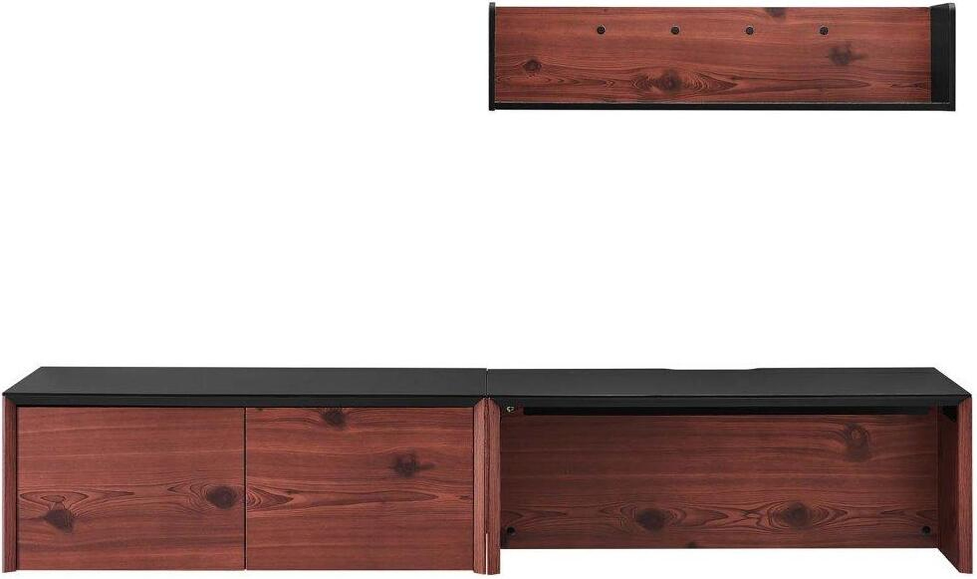 Kinetic 38 Inch Wall Mount Office Desk With Cabinet And Shelf In Black ...