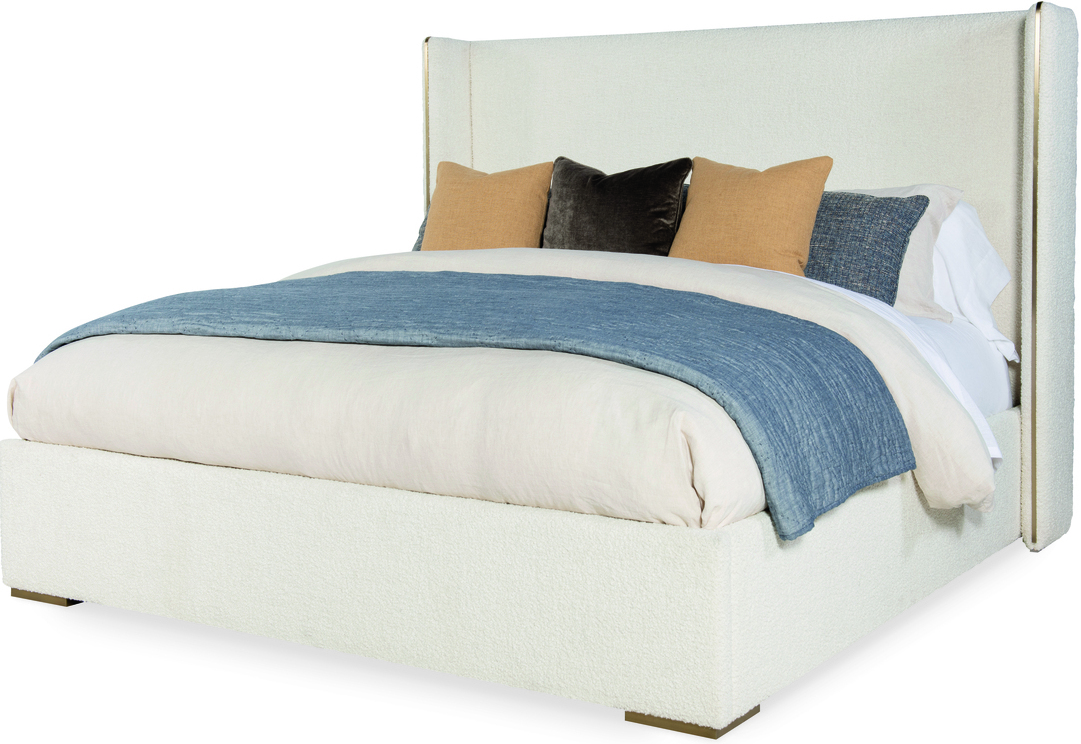 King Upholstered Wing Bed In Off White by Century Furniture | 1StopBedrooms