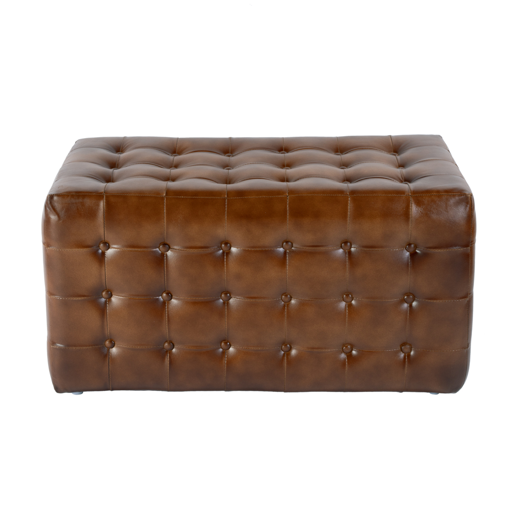 Kingston 36 Inch Leather Upholstered Accent Bench with Tufting In Brown ...