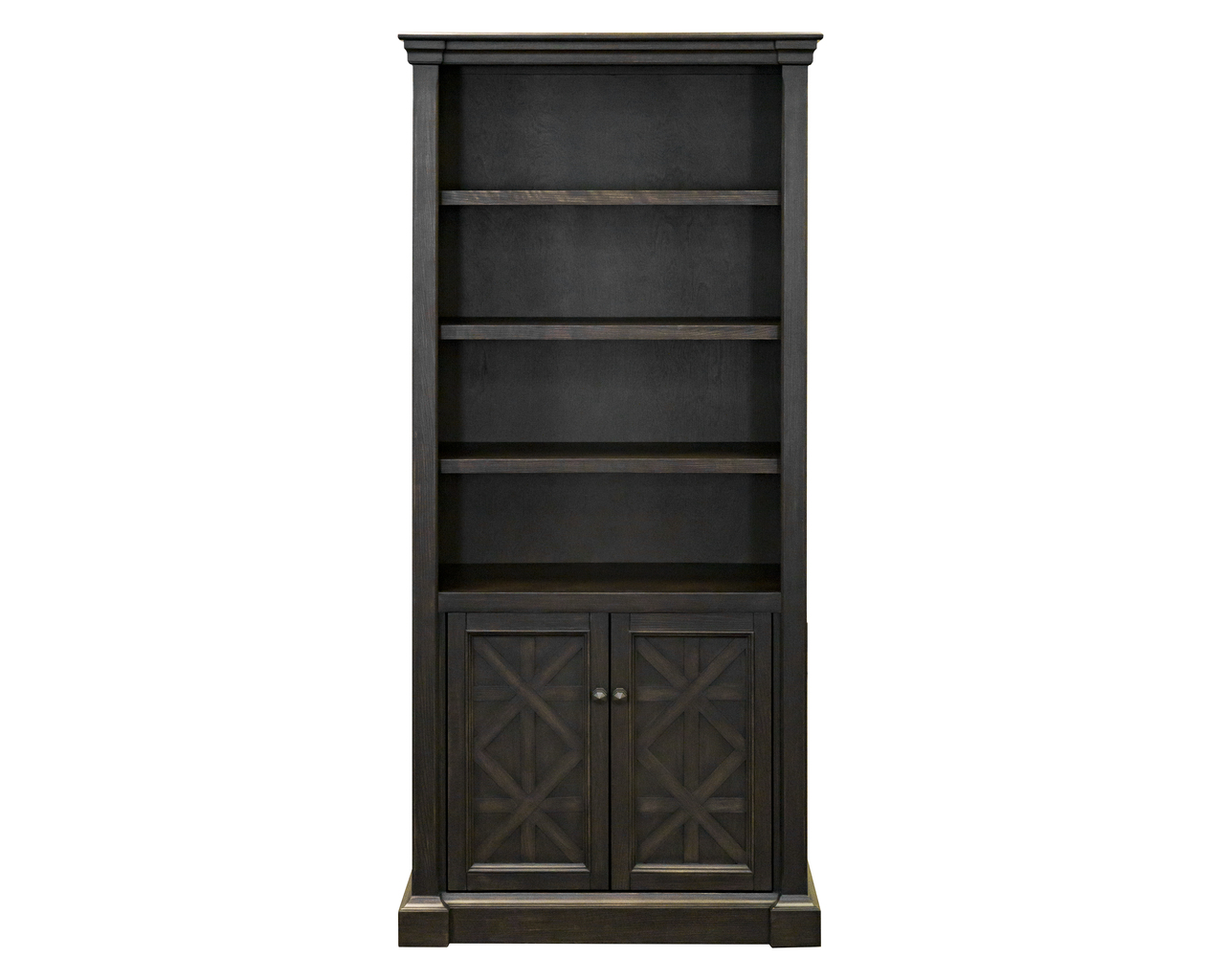 Kingston Traditional Wood Bookcase with Doors In Dark Brown by Martin ...