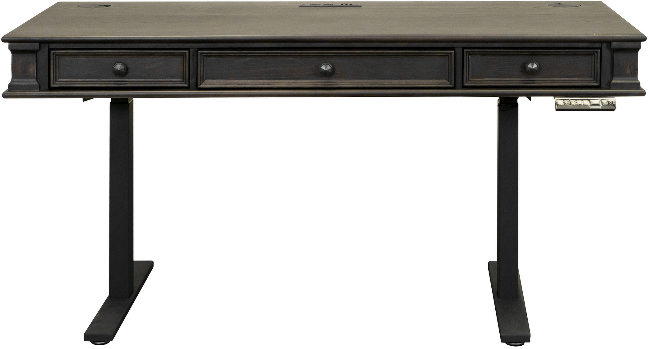 Kingston Traditional Wood Electronic Sit and Stand Desk In Dark Brown ...