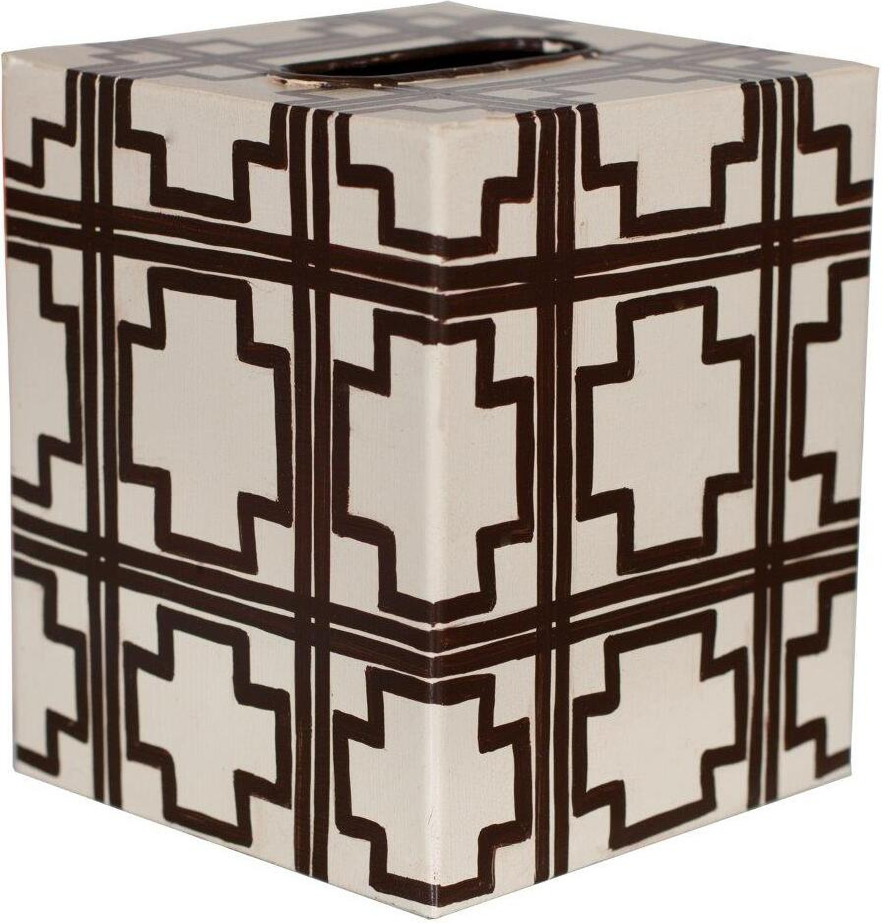 Kleenex Cream And Brown Squares Box by Worlds Away | 1StopBedrooms
