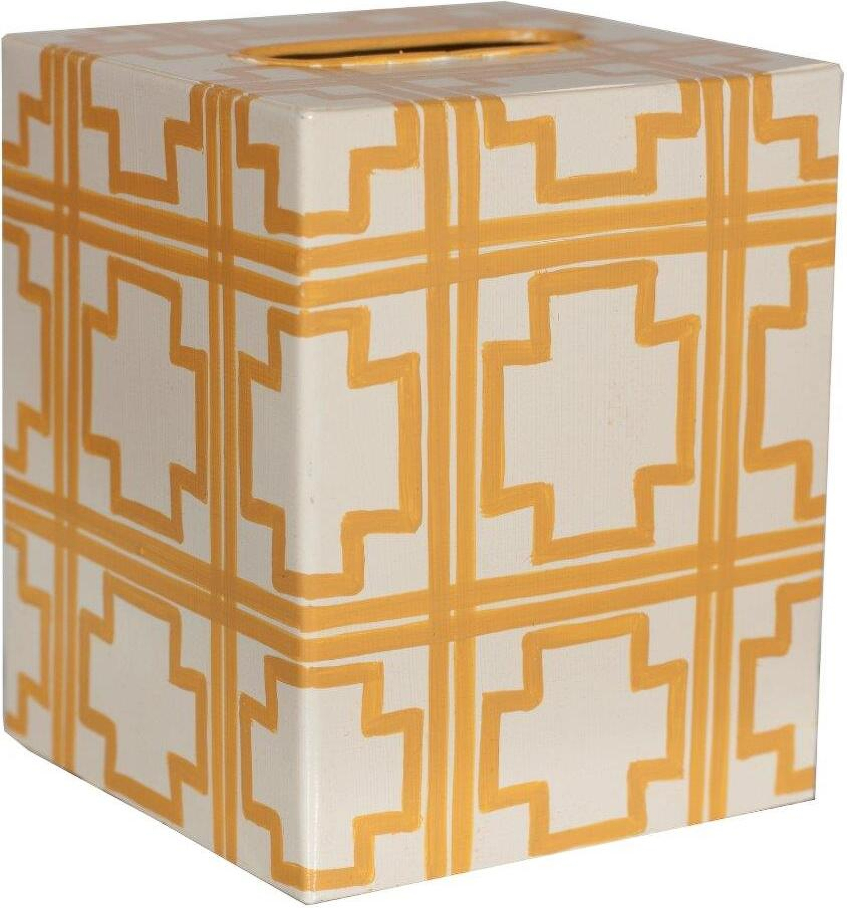 Kleenex Cream And Yellow Squares Box by Worlds Away | 1StopBedrooms