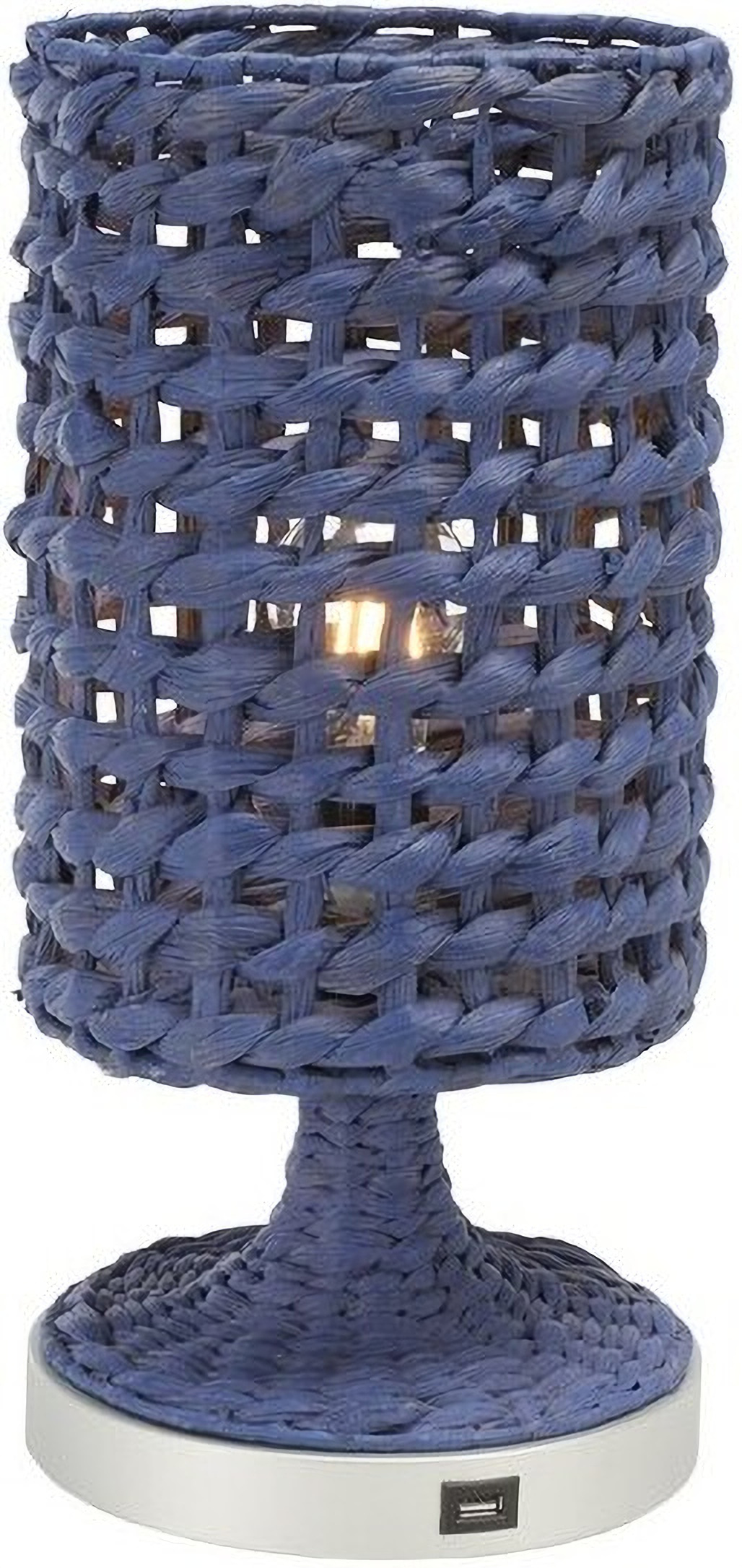 Knowles 16 Inch Blue Water Hyacinth Table Lamp with Usb Port by ...