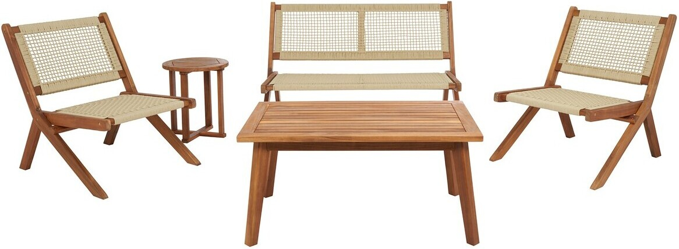 Kobina 5 Piece Outdoor Living Set In Natural Rope by Safavieh ...