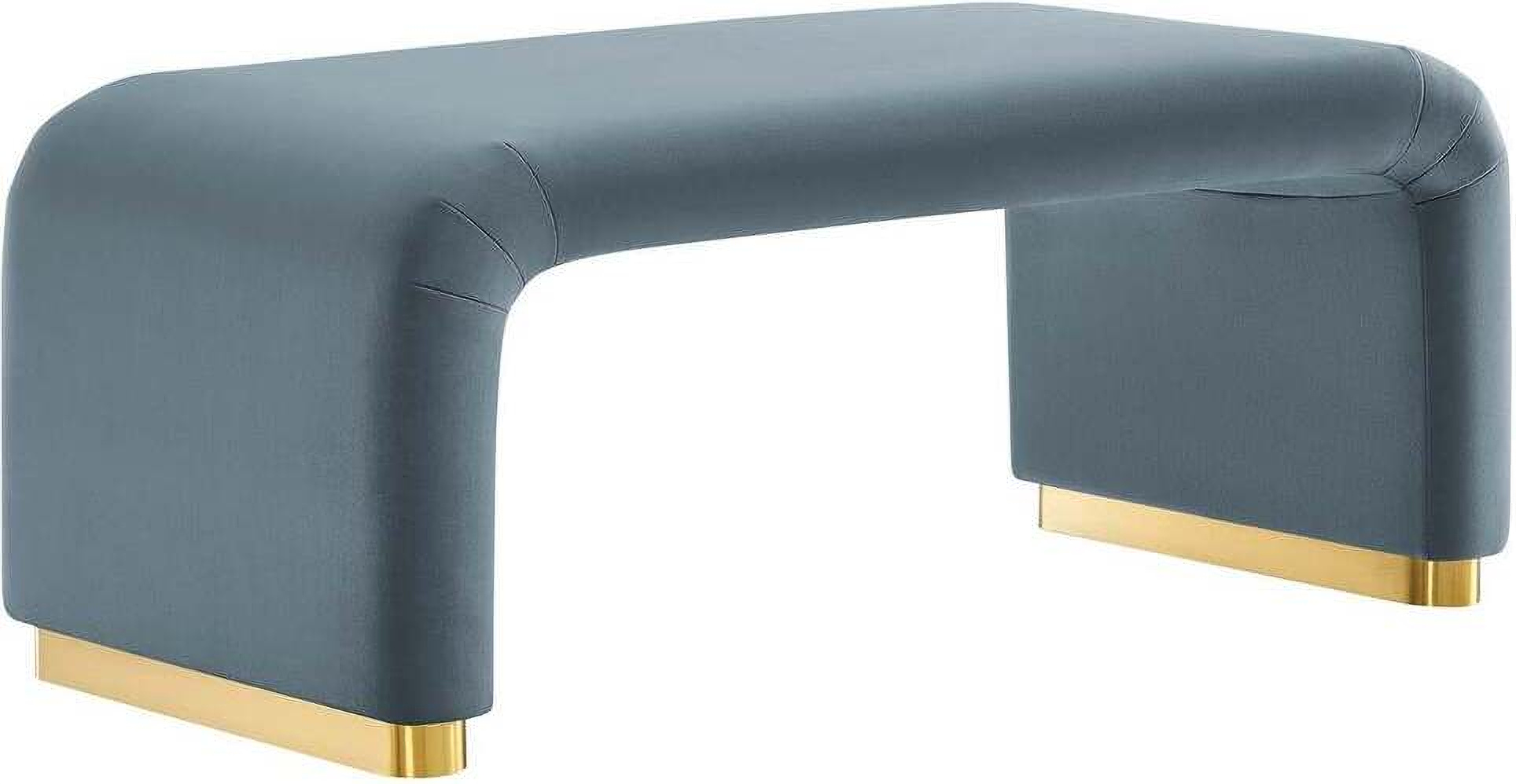 Koda Performance Velvet Waterfall Ottoman In Blue by Modway | 1StopBedrooms