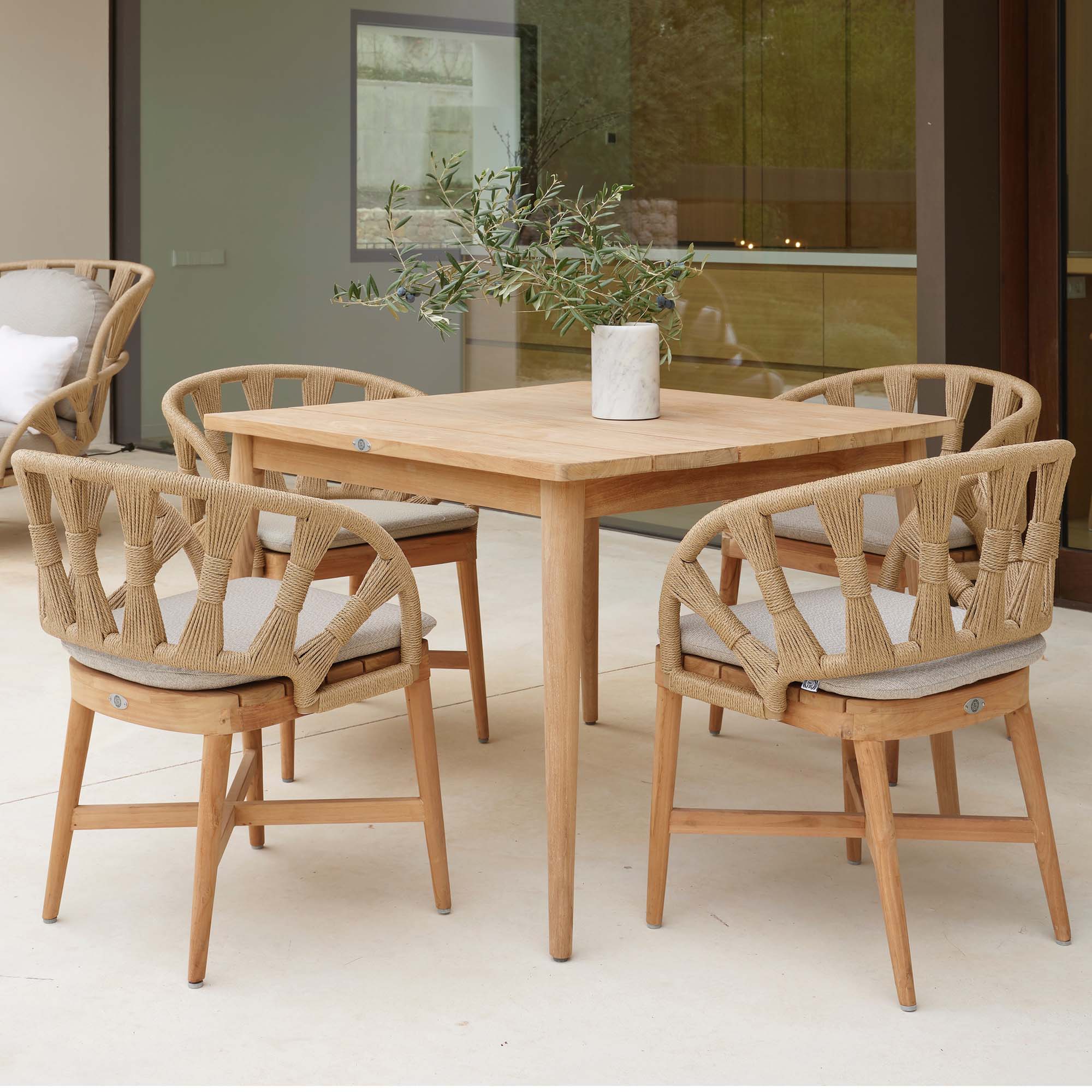 Krabi Square Teak Dining Table In Natural by Skyline Design | 1StopBedrooms