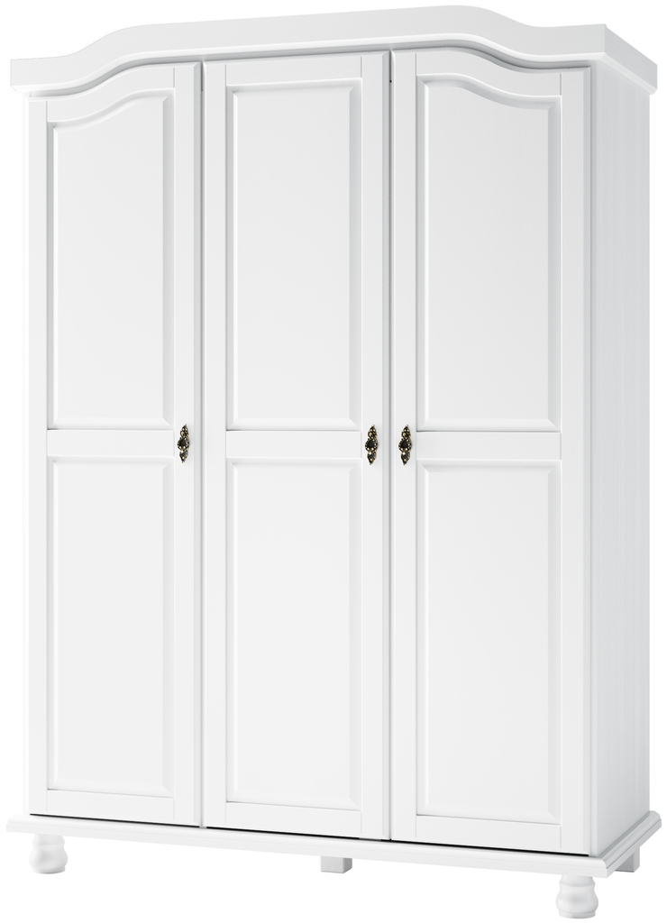 Kyle 3-Door Wardrobe with Raised Panel Doors In White by Palace Imports ...