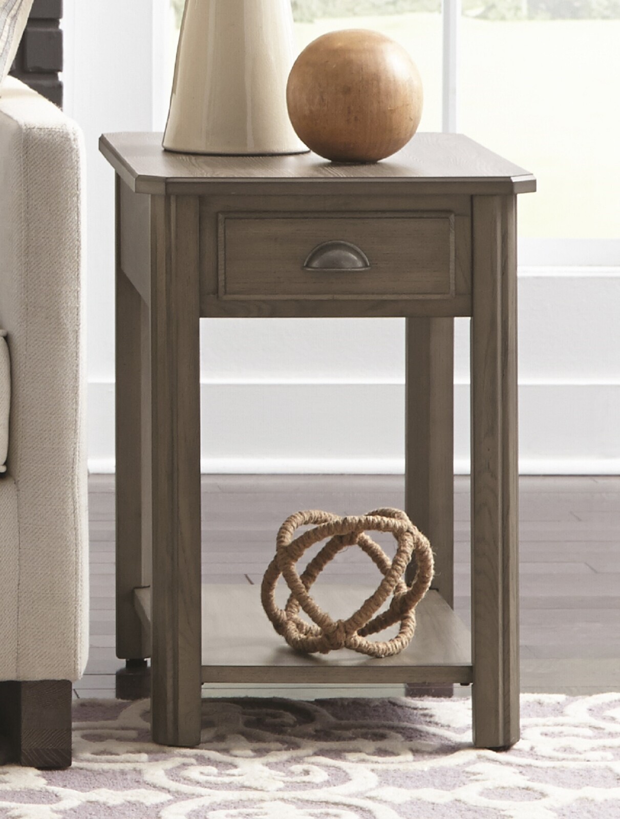 Lakeland Oak Wood Rectangular End Table In Cathedral Gray by Null ...