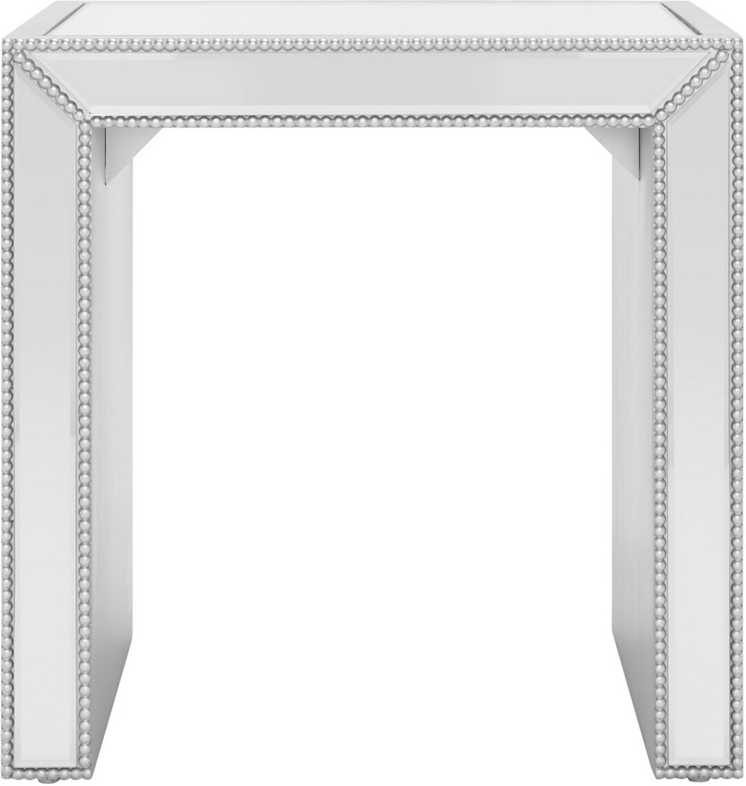 Laken Mirrored Accent Table in Silver by Safavieh | 1StopBedrooms
