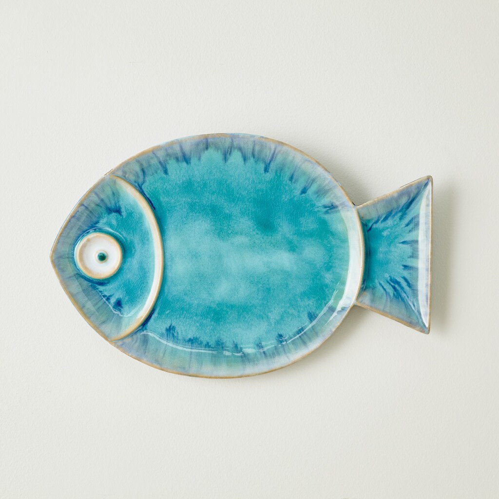 Large Fish Plate In Blue by Global Views | 1StopBedrooms