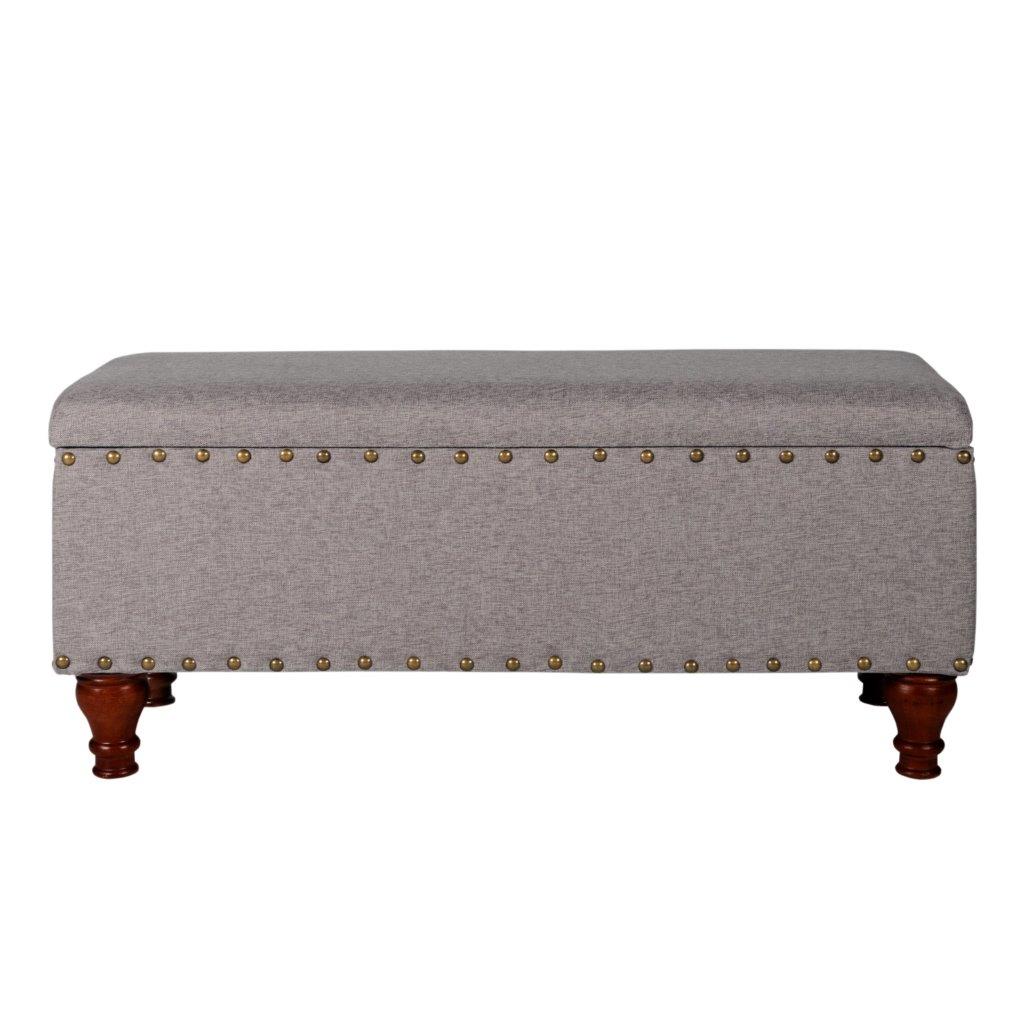 Large Rectangle Storage Bench With Nail Head Trim Gray by Kinfine USA ...