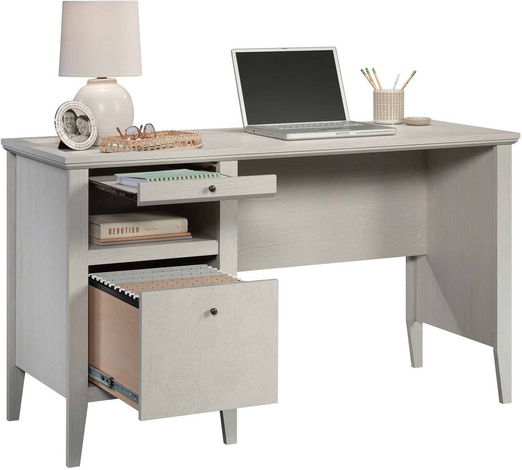 Larkin Ledge Desk In Glacier Oak by Sauder | 1StopBedrooms