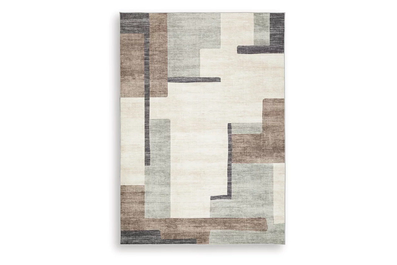 Larkport Washable Medium Rug In Cream and Brown and Gray by Ashley ...
