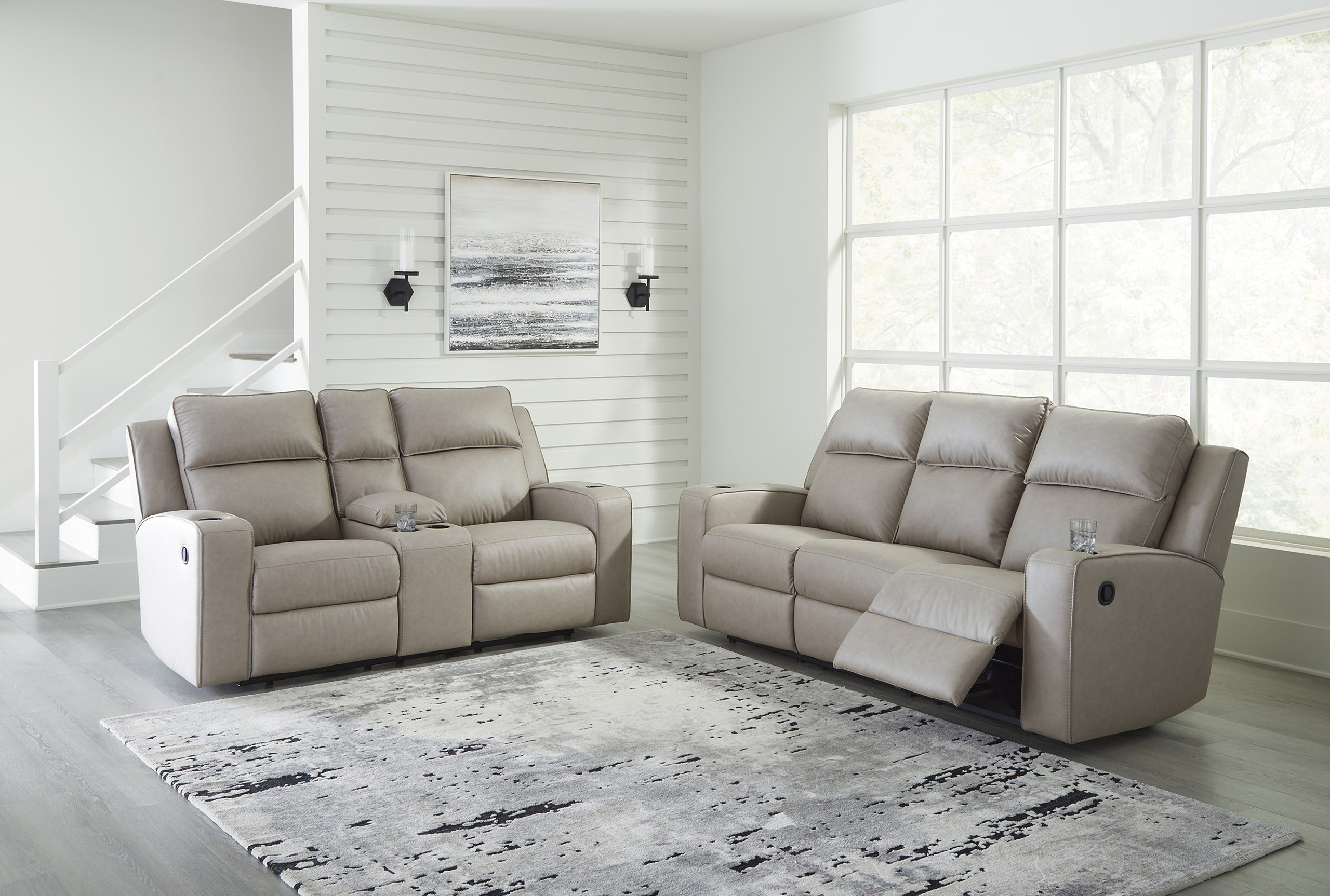 Lavenhorne Reclining Living Room Set With Drop Down Table In Pebble by ...