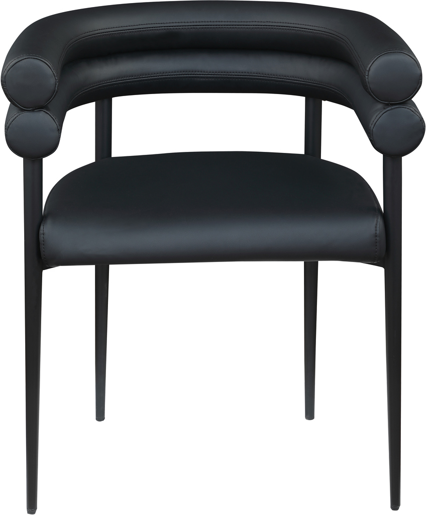 Lavina Vegan Leather Dining Chair Set Of 2 In Black And Matte Black By