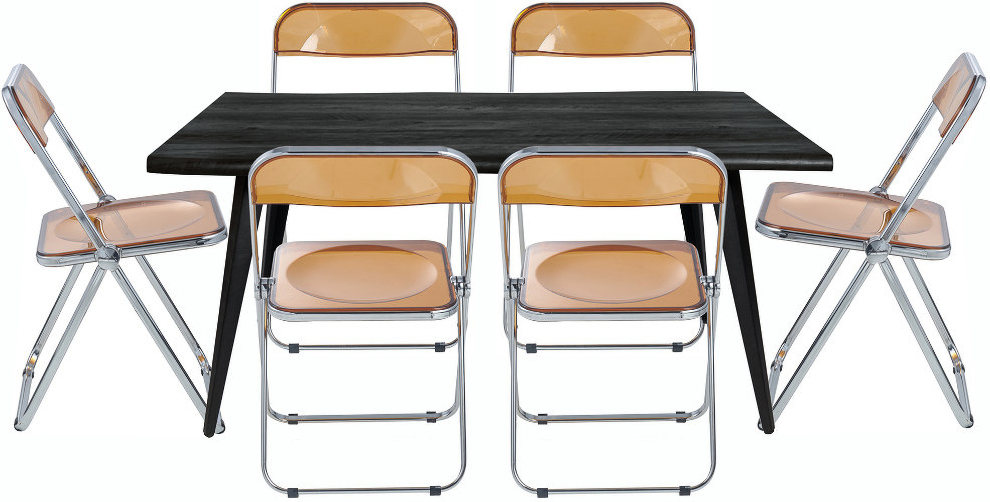 Lawrence 7 Piece Acrylic Folding Dining Chair and Rectangular Dining ...