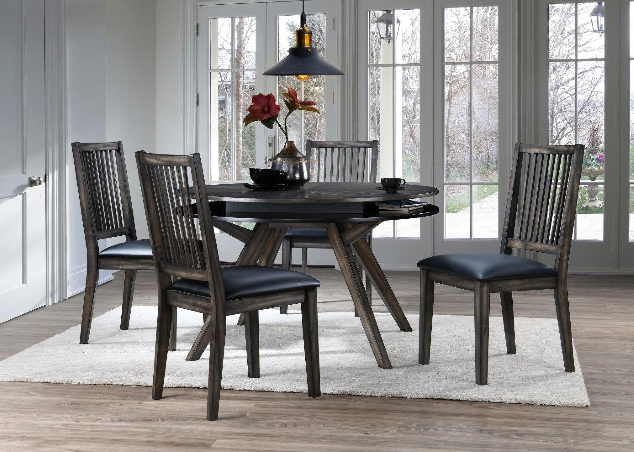 Lennox Round Dining Table In Dark Tobacco by Alpine | 1StopBedrooms