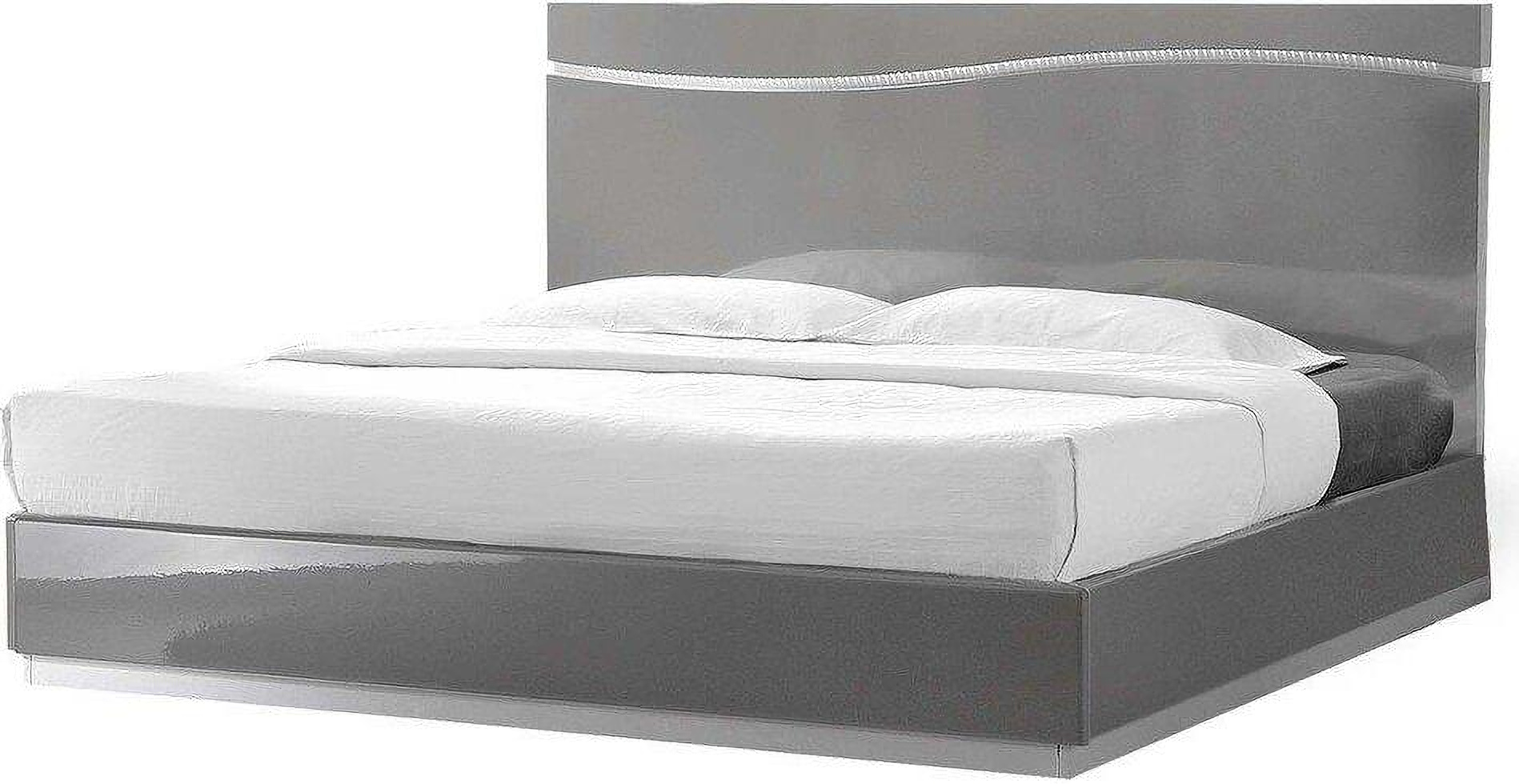 Best Master Furniture Leon Gray with Silver Base Platform Bed