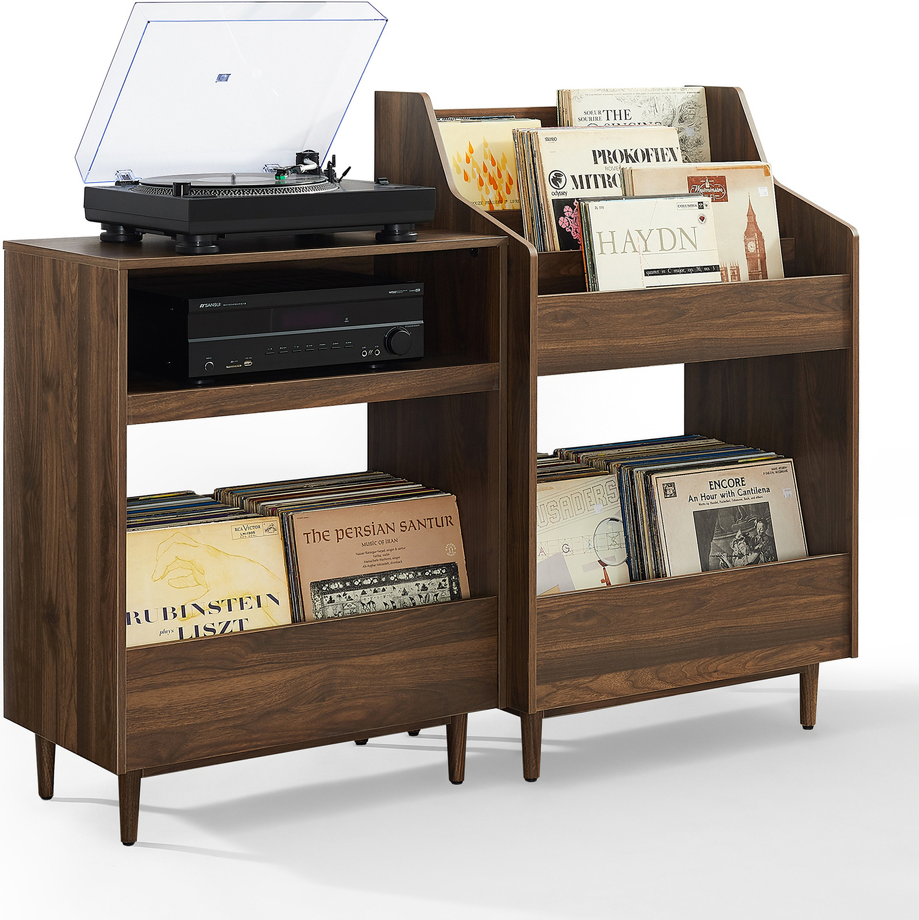 Liam 2 Piece Record Player Stand and Vinyl Storage Set In Walnut by ...