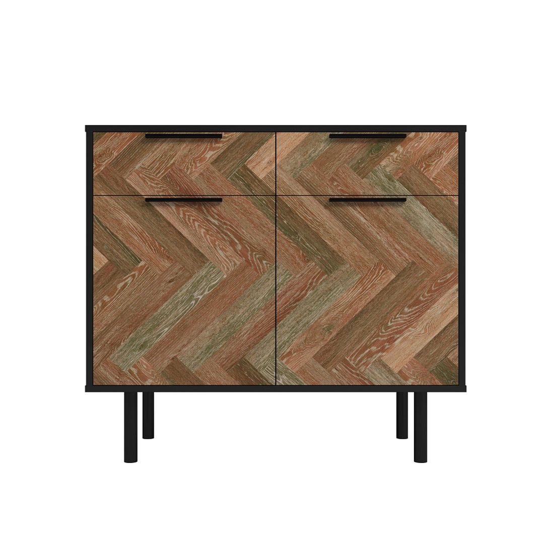 Liam Sideboard In Black and Brown Wood by Manhattan Comfort | 1StopBedrooms