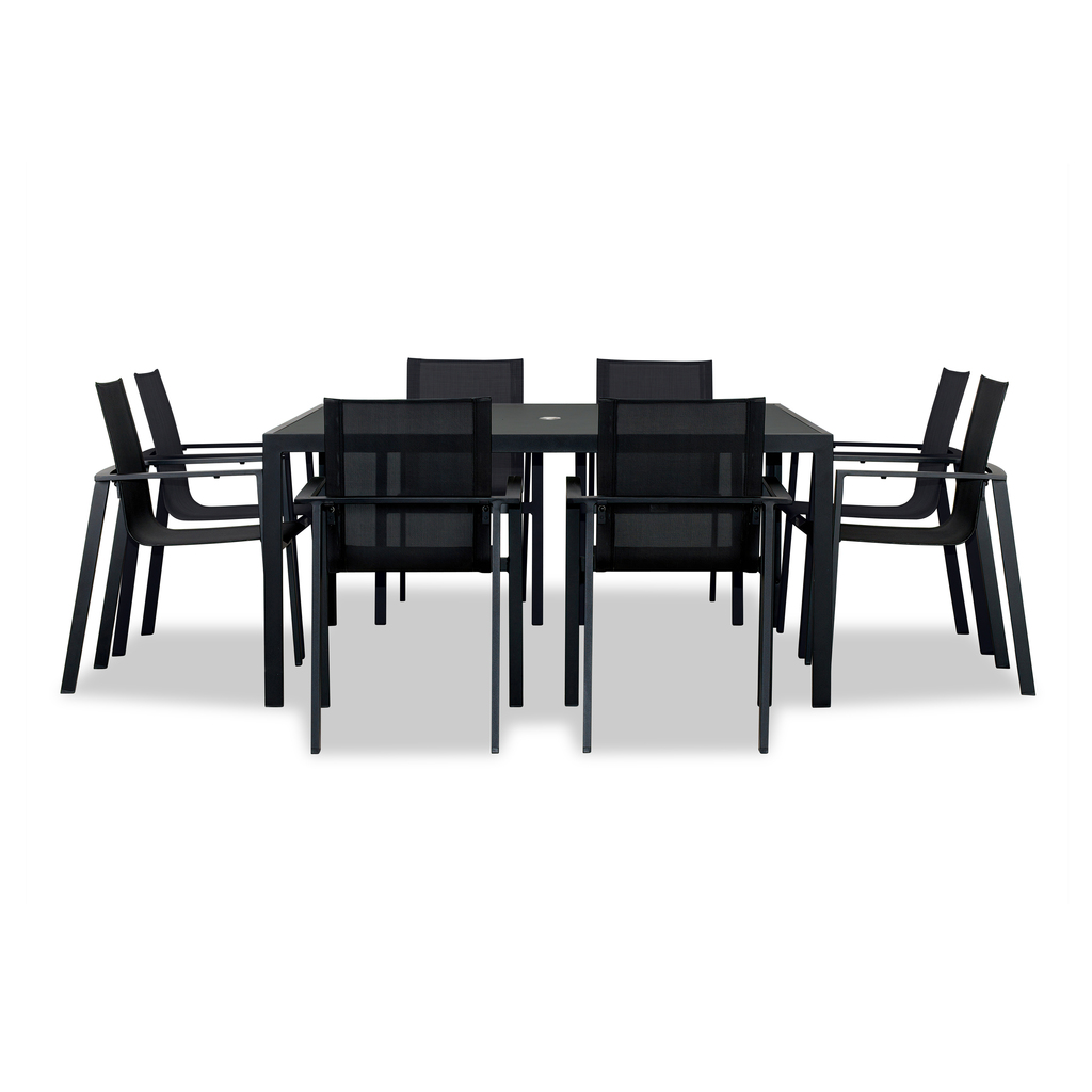 Lift 9 Piece Square Dining Set In Black by Harmonia Living | 1StopBedrooms